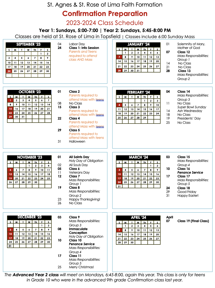 Confirmation Year 2 | St. Agnes and St. Rose of Lima Parishes
